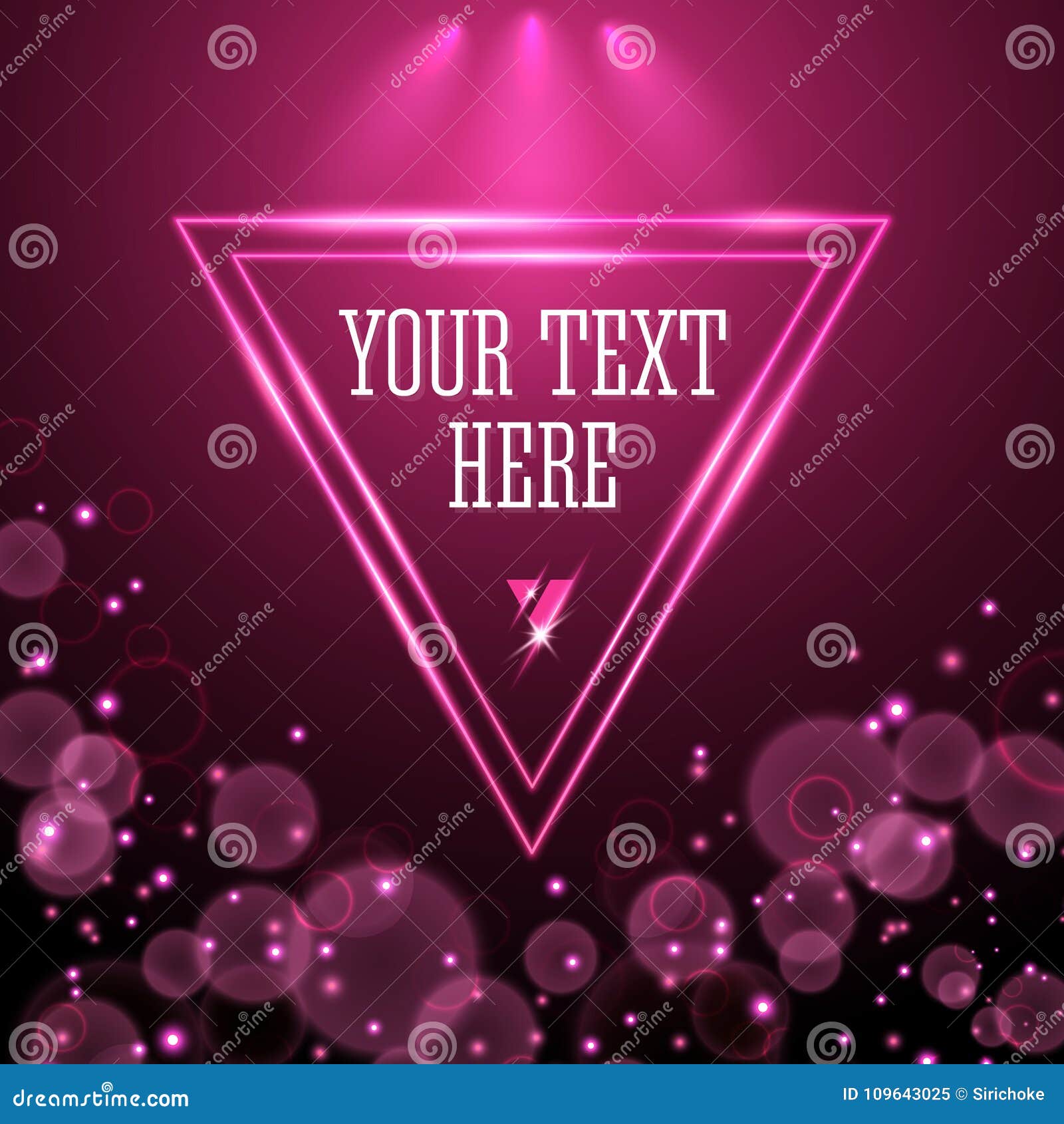Shining Pink Neon Light Triangle Frame Design Stock Vector ...