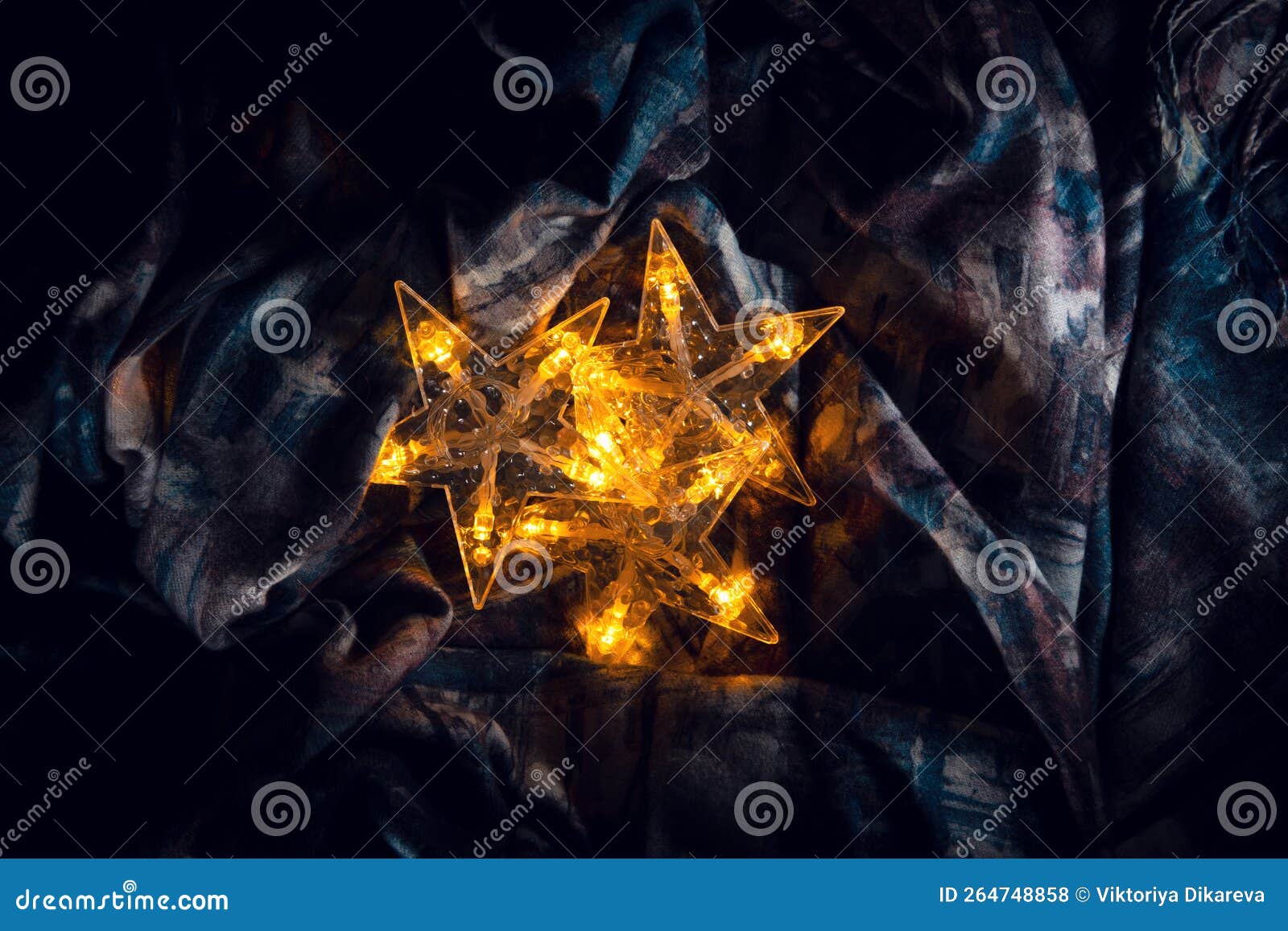 Shining Plastic Stars on the Substrate at Night. Stock Photo - Image of ...