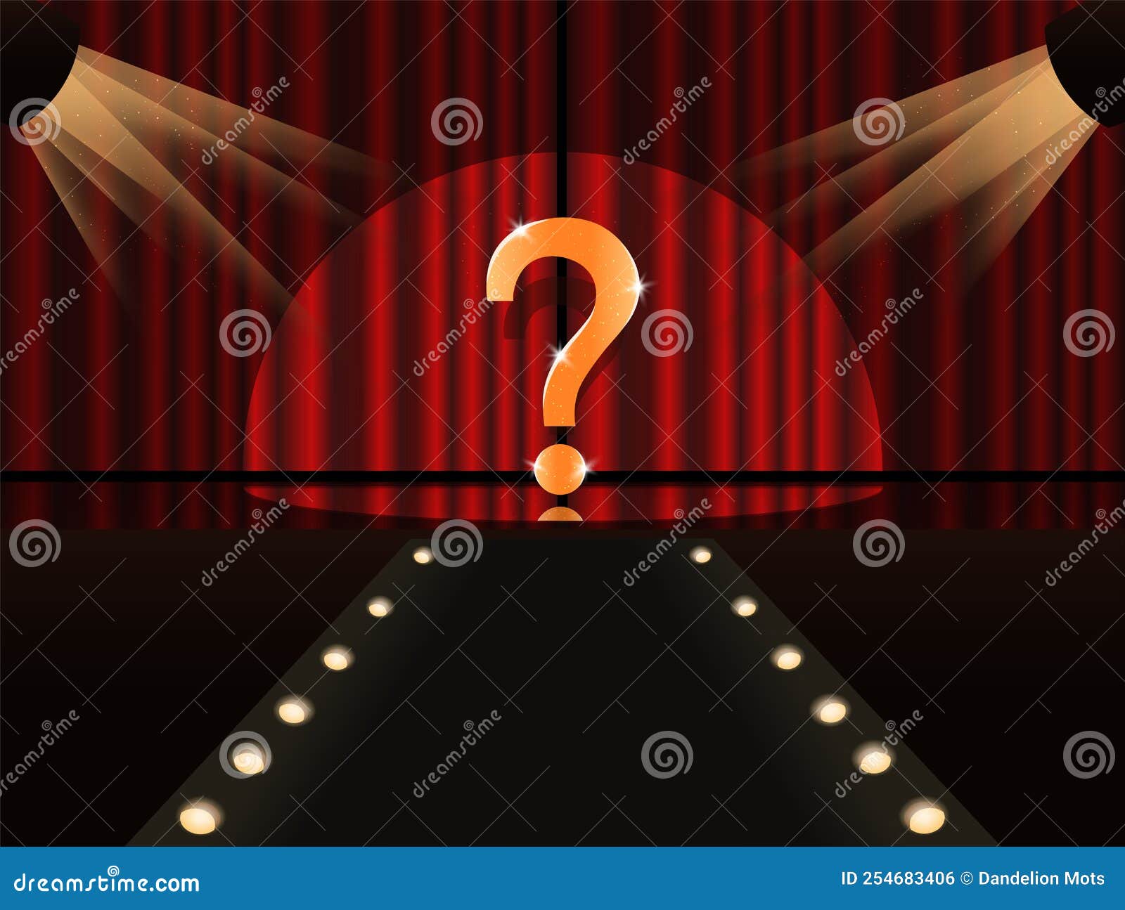 Question Mark Illustration on Stage. FAQ on the Background of Red ...