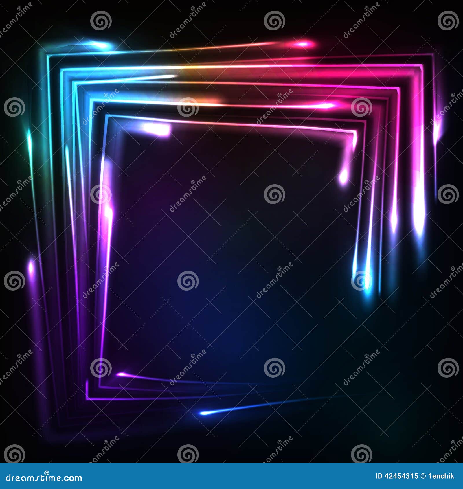 Shining Rainbow Neon Lights Squared Frame Stock Vector - Illustration ...