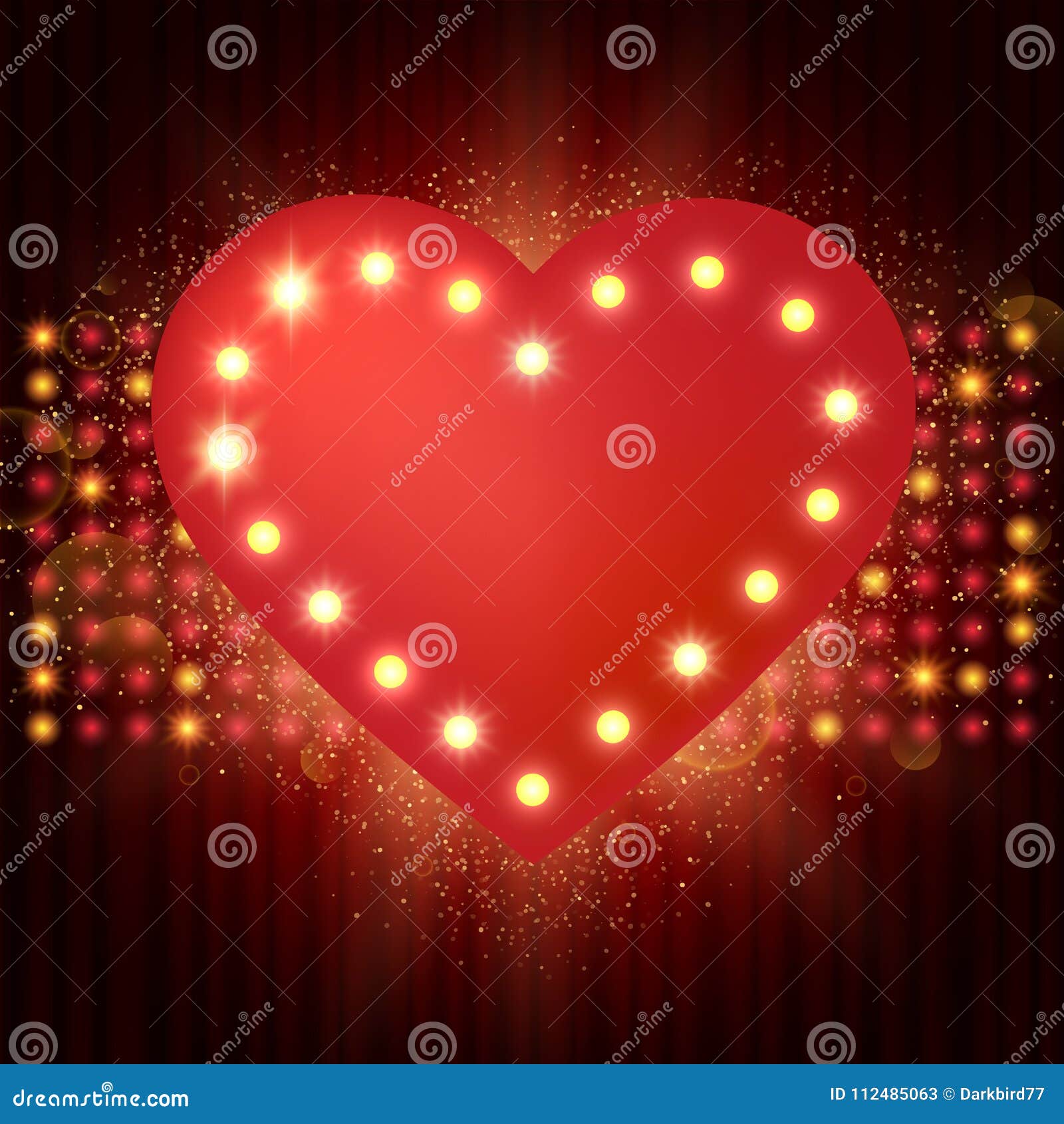 Shining Retro Heart on Stage Curtain Stock Illustration - Illustration ...