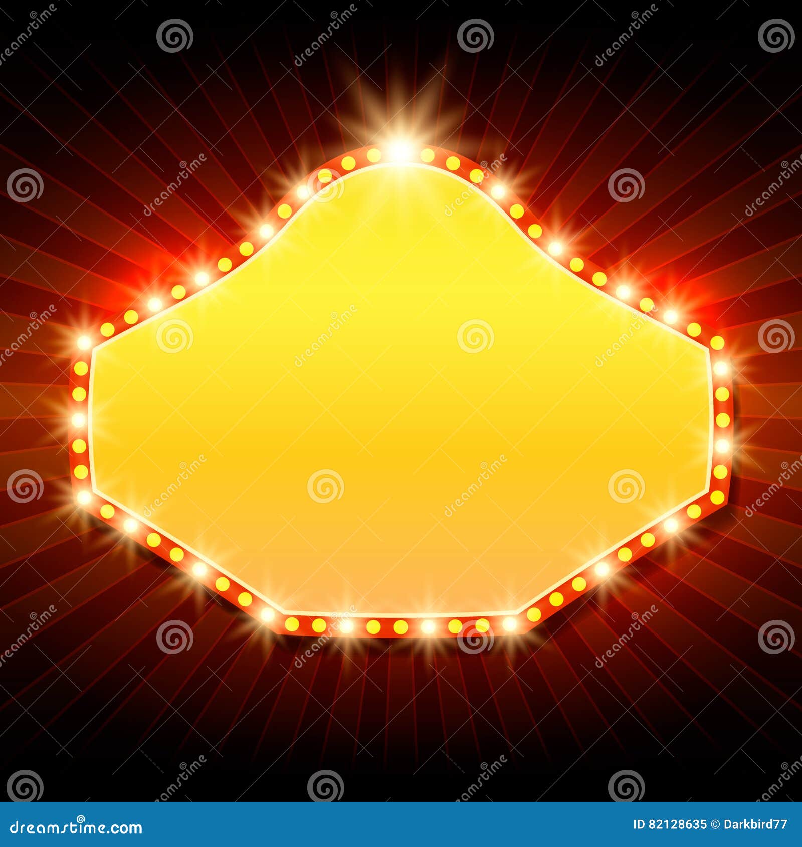 Shining Retro Light Banner on Red Background Stock Illustration ...