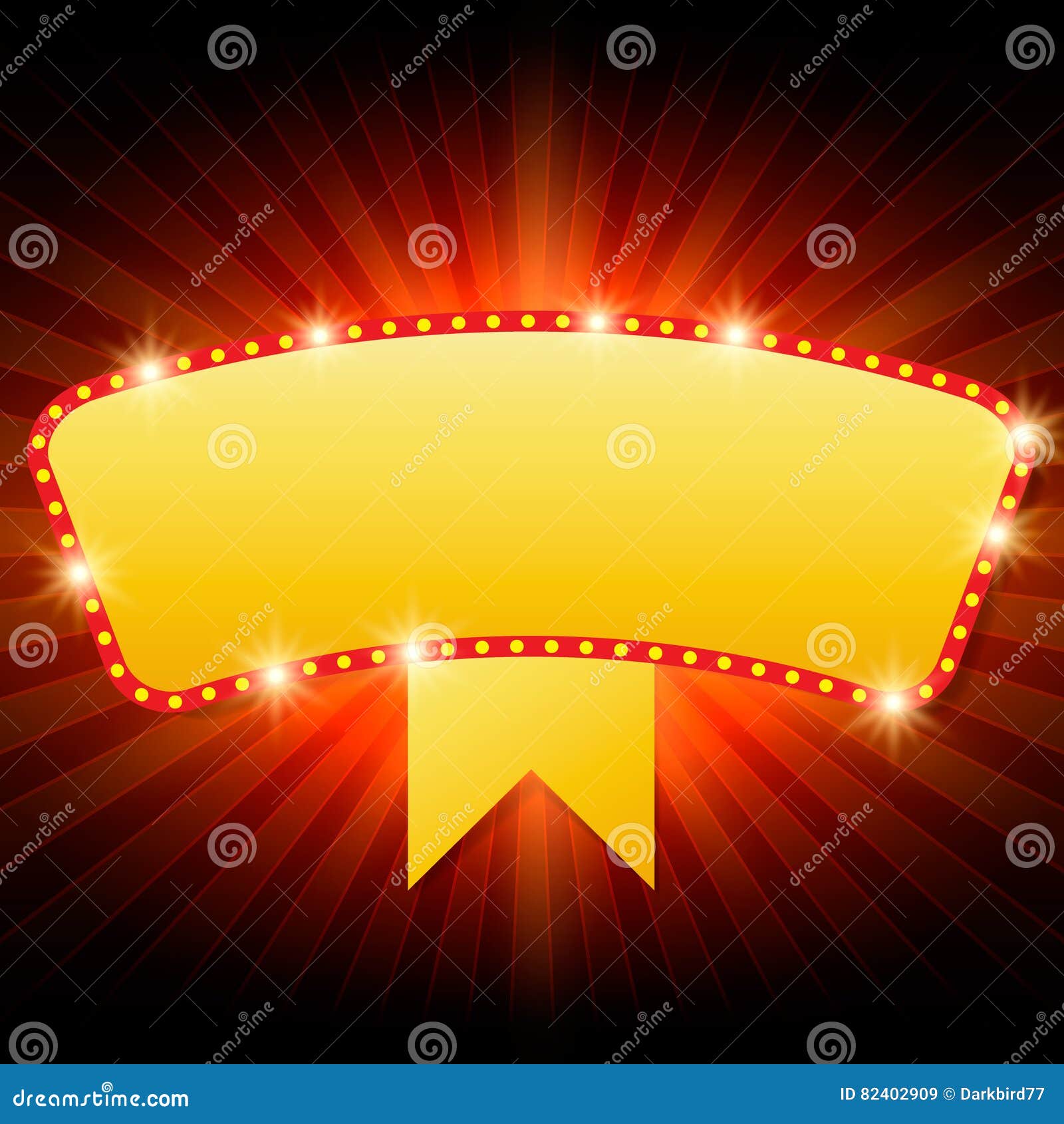 Shining Retro Light Banner on Red Background Stock Illustration ...