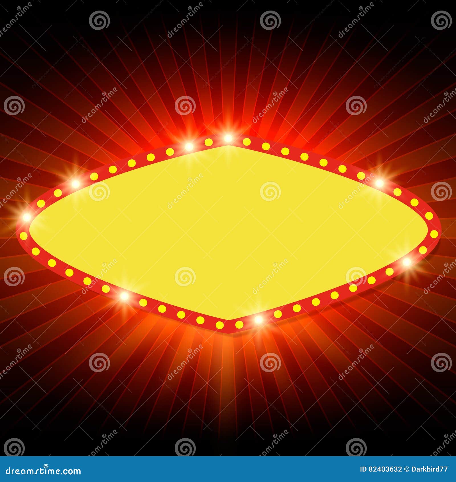 Shining Retro Light Banner on Red Background Stock Illustration ...