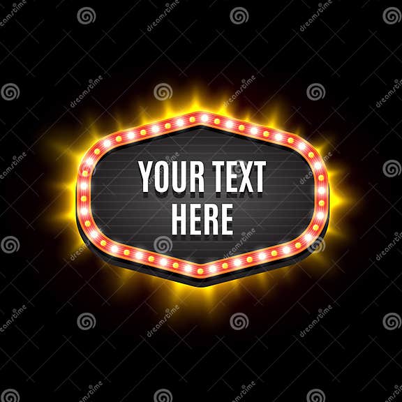 Shining Retro Light Frame Banner Template. Vector Illustration EPS 10 ...