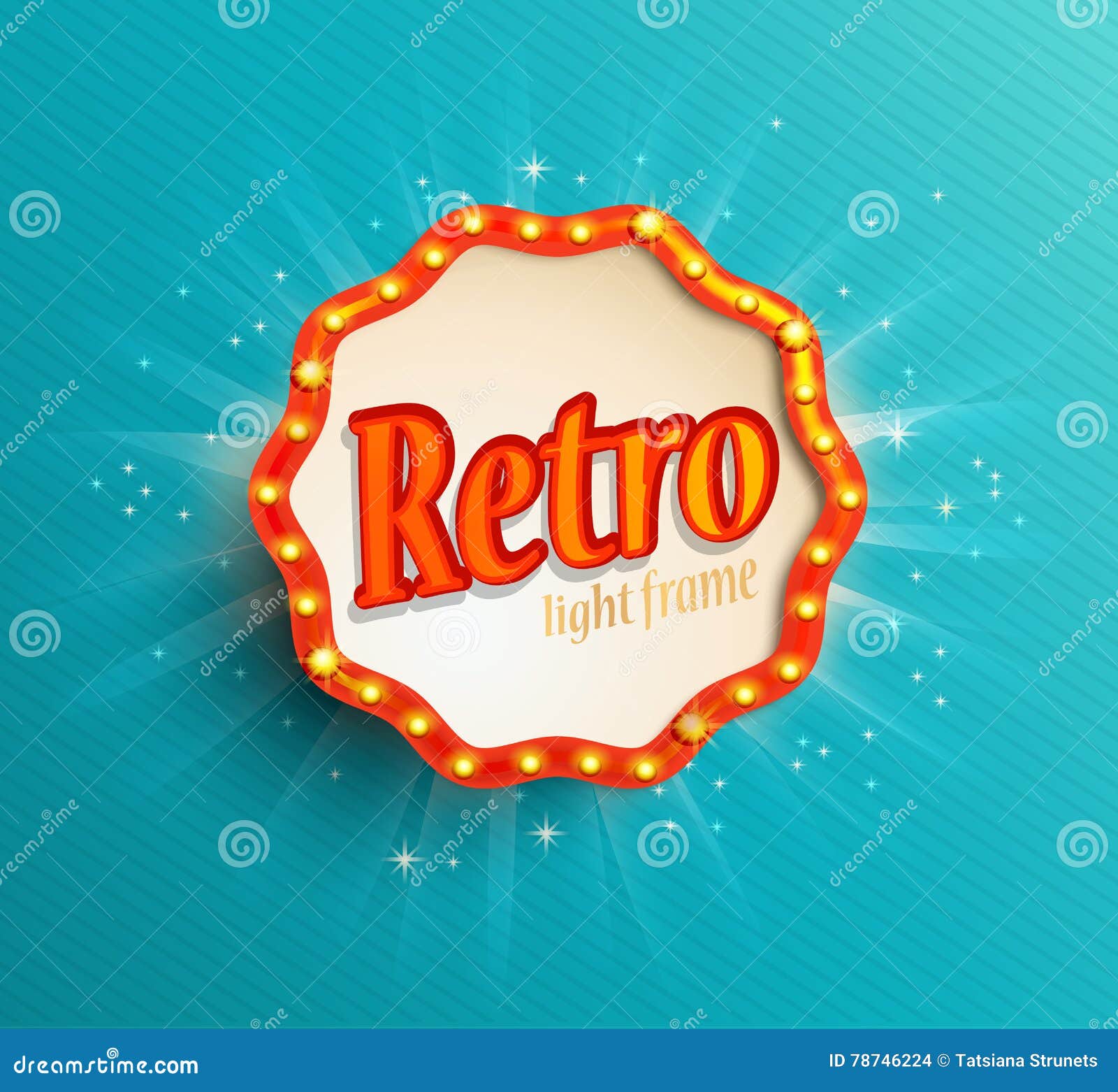Shining Retro Light Frame and Template. Stock Illustration ...