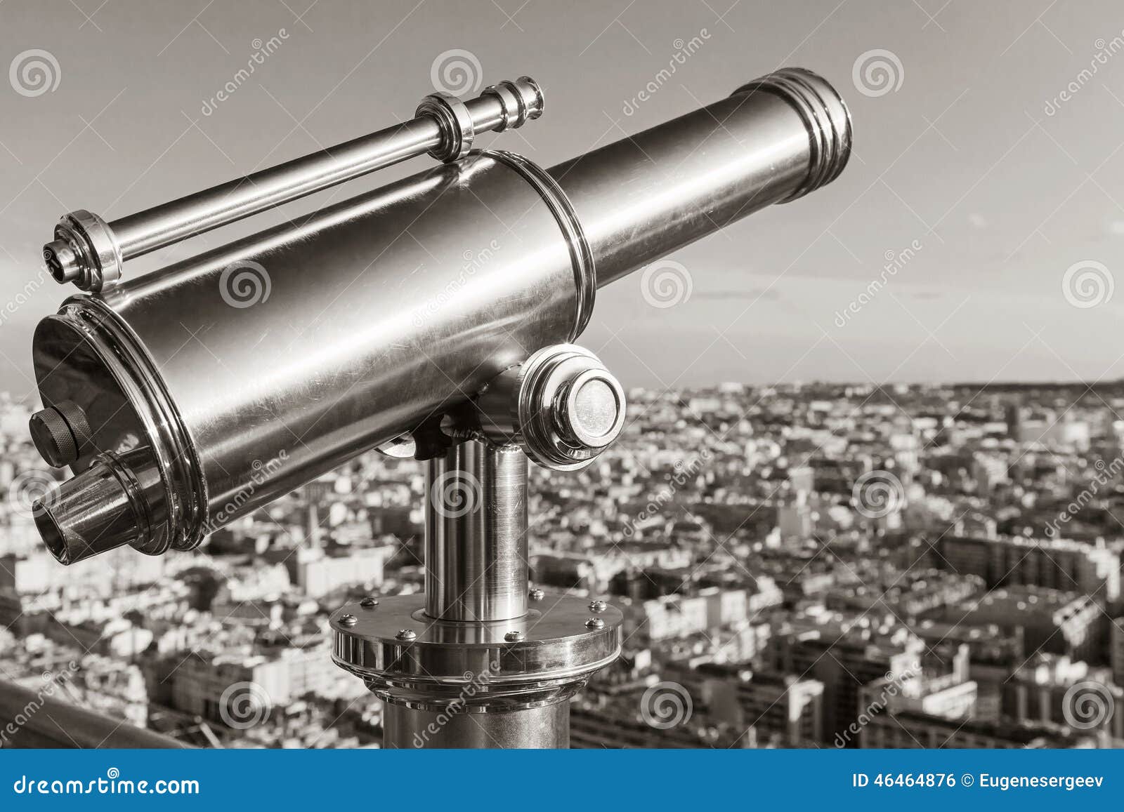 Shining Retro Metal Telescope in Paris Stock Photo - Image of metal ...