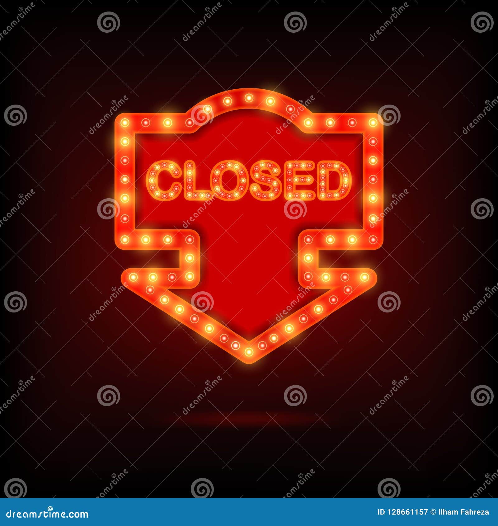 Shining Retro Sign Closed Billboard Stock Vector - Illustration of ...