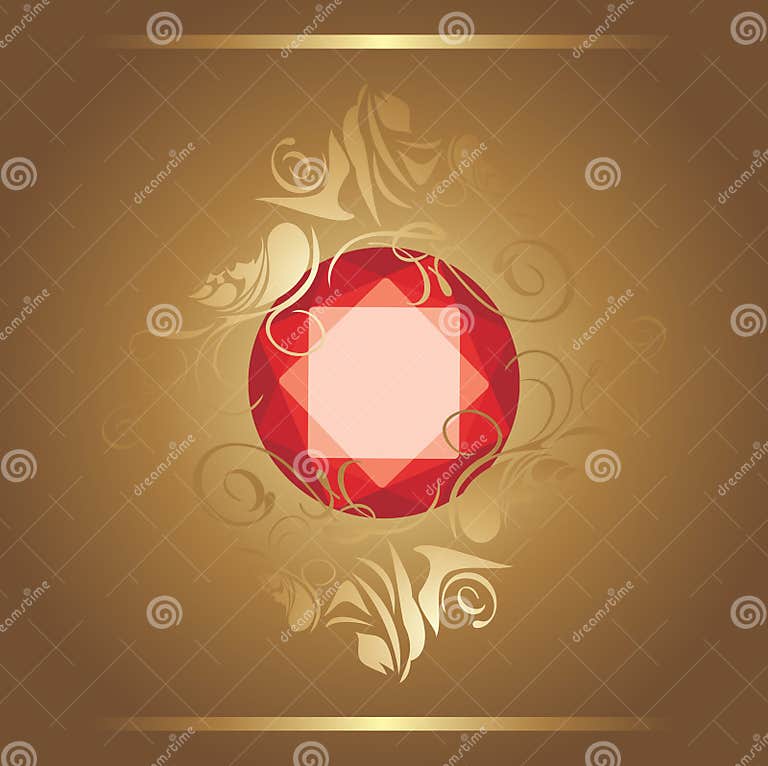 Shining Ruby on the Decorative Background Stock Vector - Illustration ...