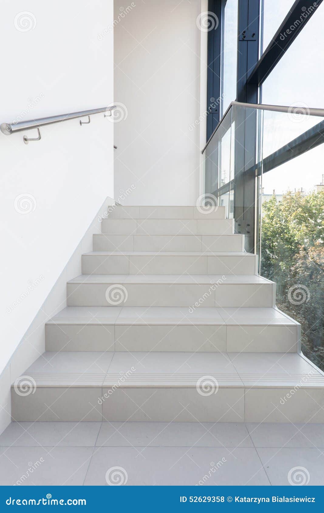 Shining Stairs in Modern Building Stock Photo - Image of business ...