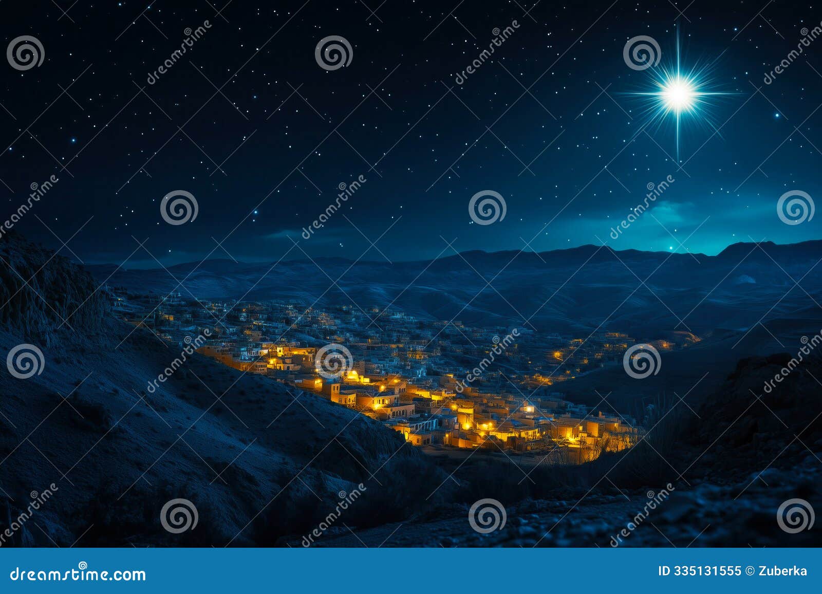 Shining Star Over the Manger of Jesus Christ Stock Illustration ...