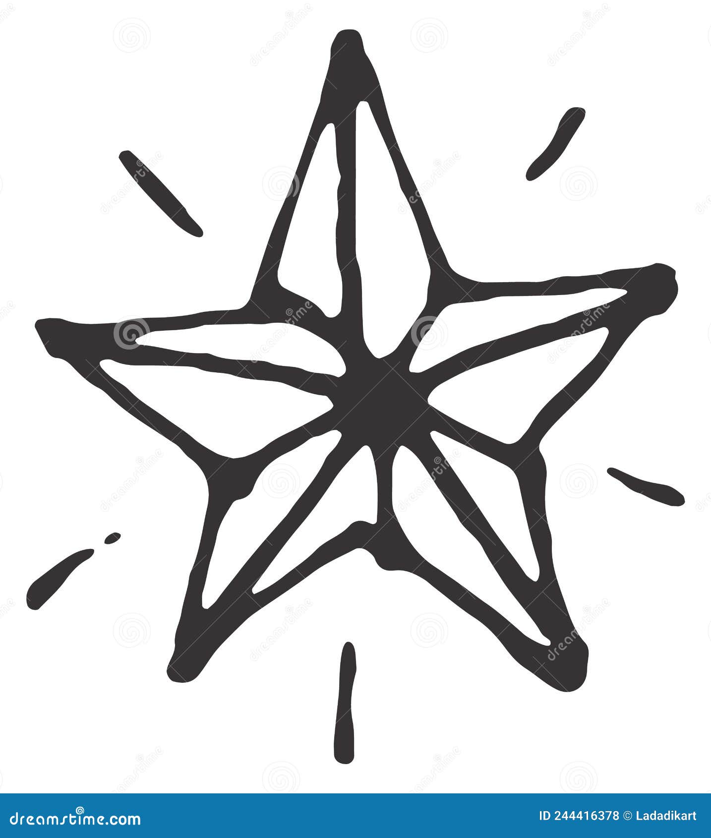 Shining Star Sketch. Hand Drawn Decorative Doodle Stock Vector ...