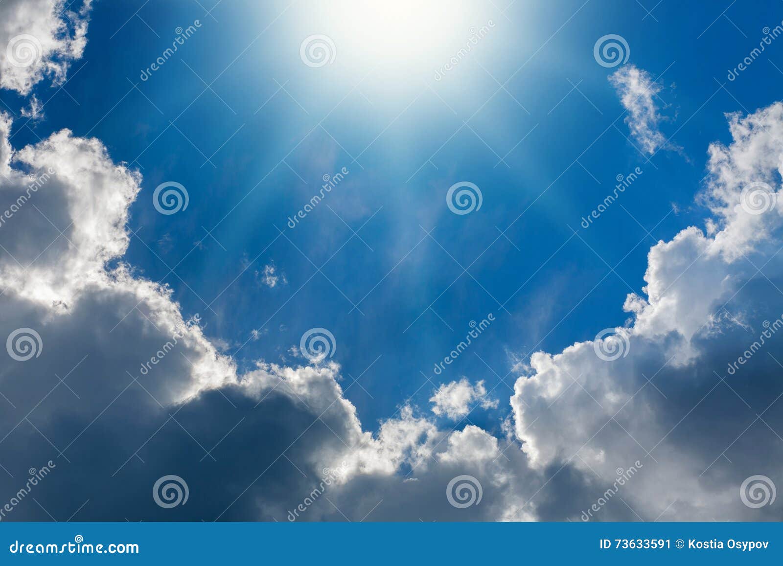 Shining Sun on Background of Blue Sky and White Clouds Stock Image ... Shining Sun on Background of Blue Sky and White Clouds Stock Image ...