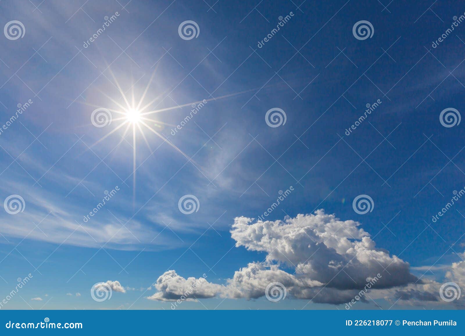 Shining sun at blue sky stock image. Image of spring - 226218077