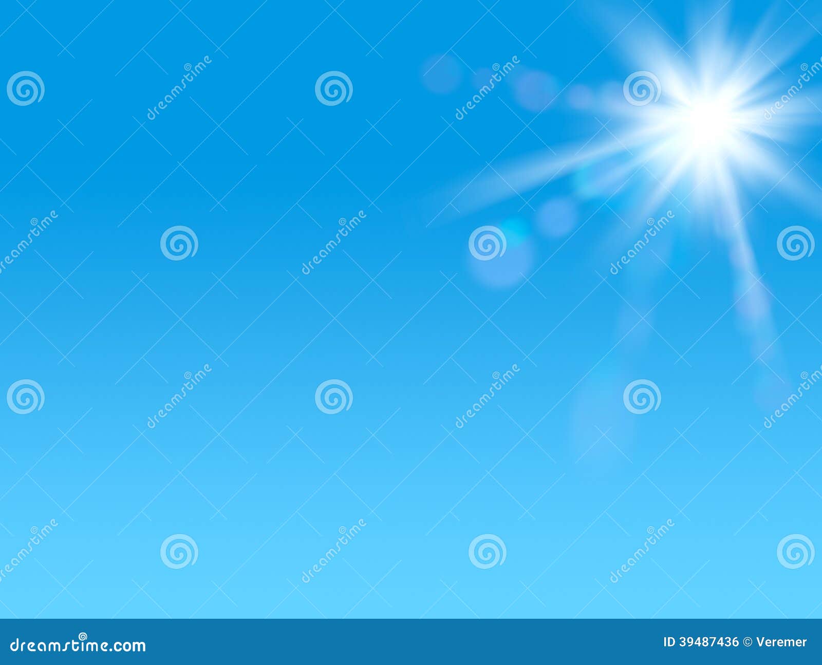 Shining Sun at Clear Blue Sky with Copy Space Stock Illustration ...
