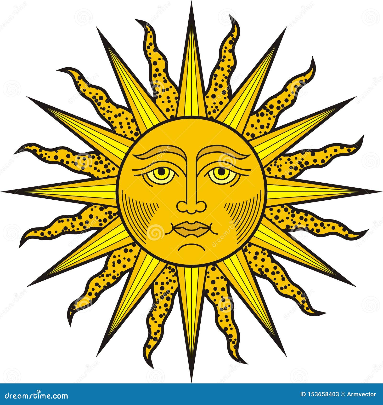 Shining Sun Face. Heraldic Symol Stock Vector - Illustration of ancient ...