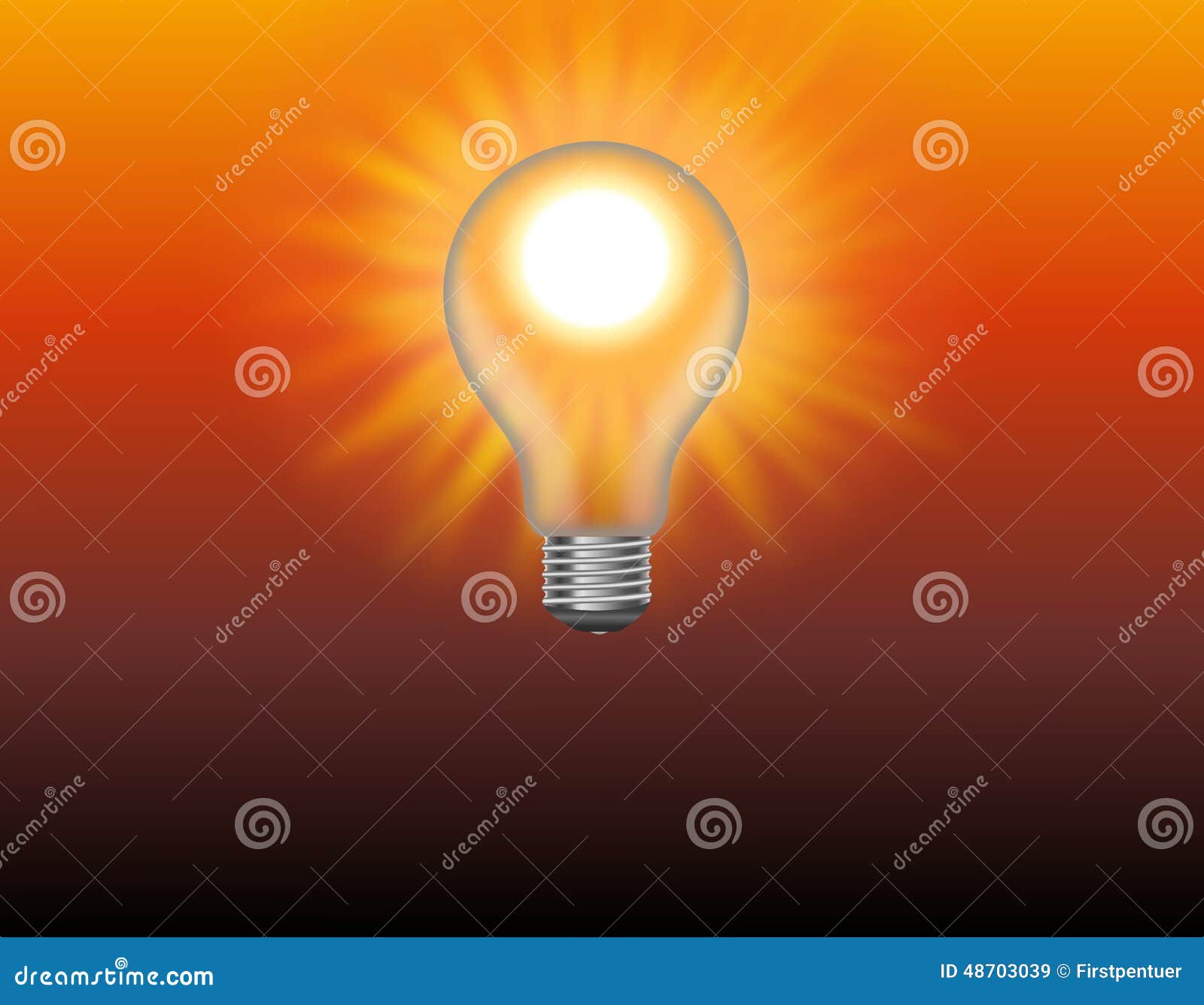 Shining Sun in the Light Bulb Stock Illustration - Illustration of ...