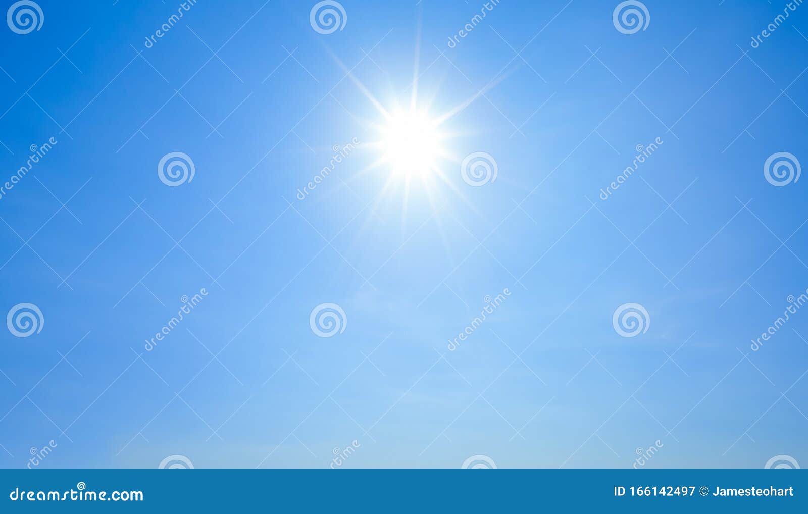 Shining Sun with Rays and Clear Blue Sky Stock Image - Image of glow ...