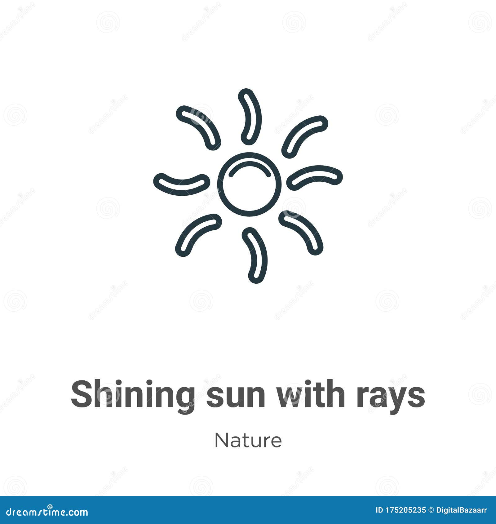 Shining Sun with Rays Outline Vector Icon. Thin Line Black Shining Sun ...