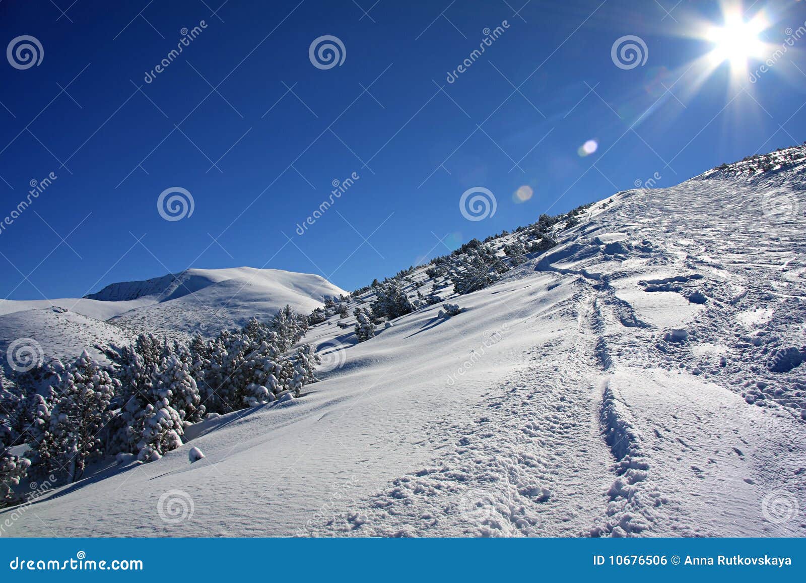 Shining Sun in Winter Rila Mountains, Bulgaria Stock Photo - Image of ...
