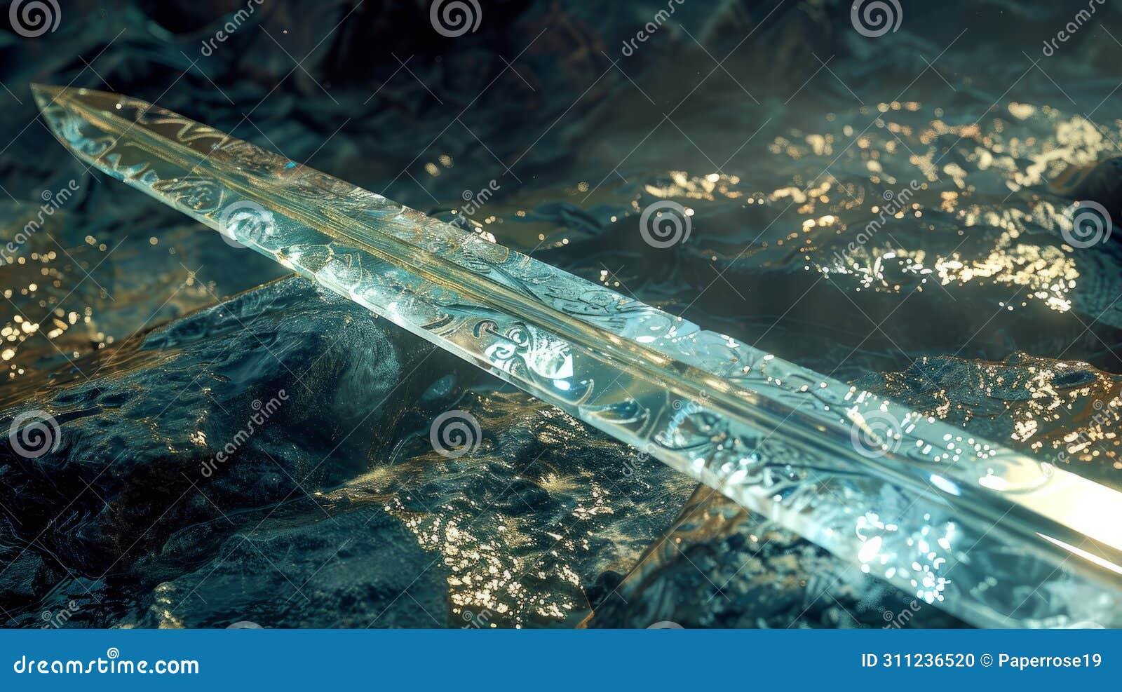 Shining Sword Detail Poster Stock Illustration - Illustration of banner ...