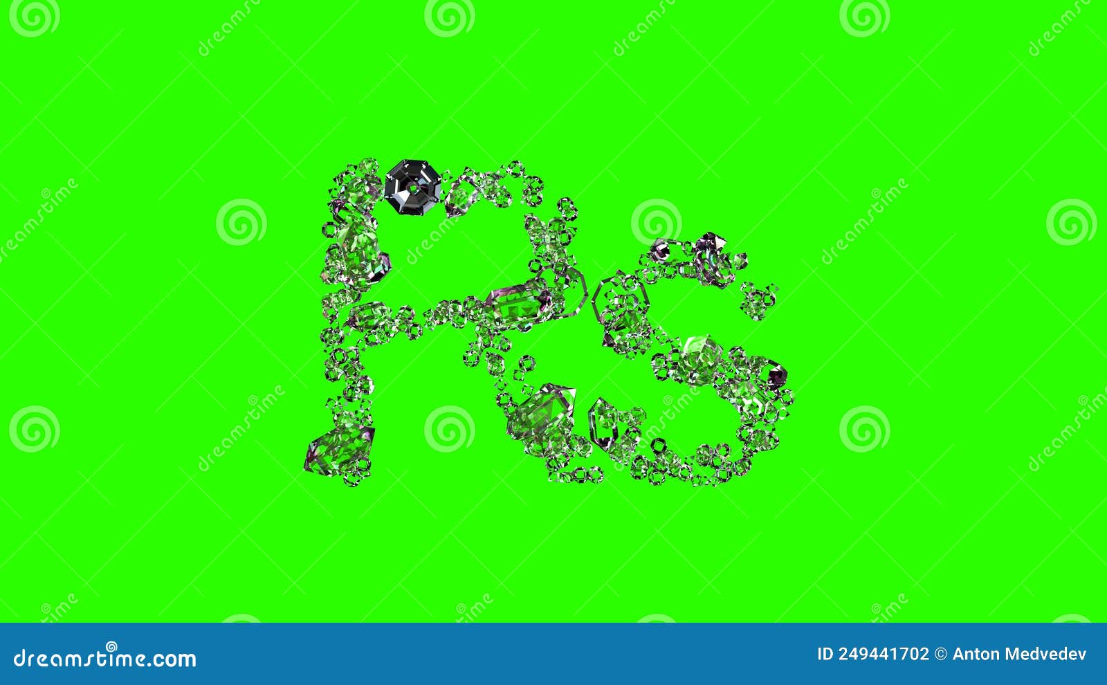 Shining Transparent Brilliants Rupee Symbol on Green Screen, Isolated ...
