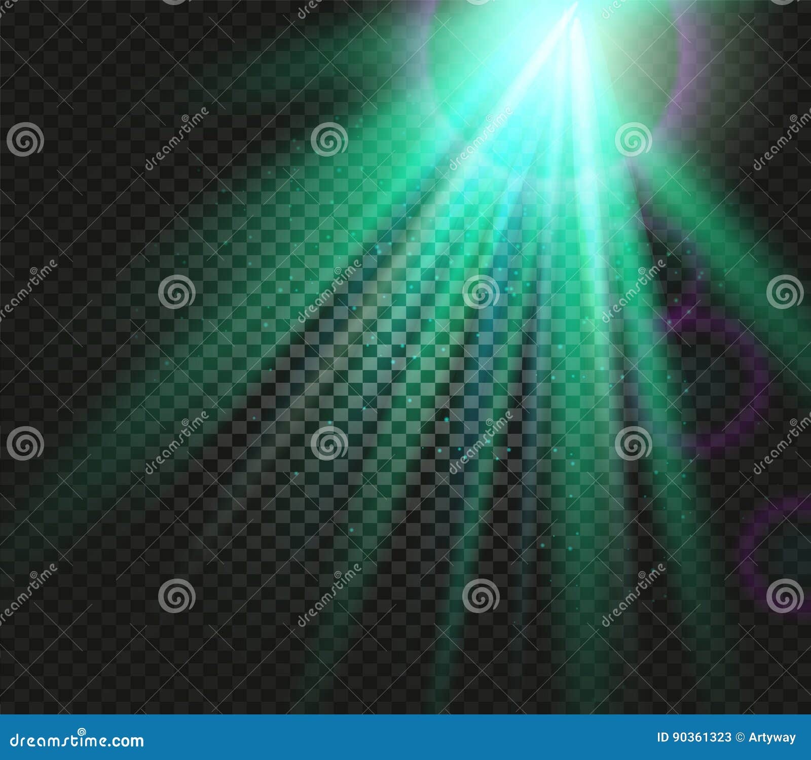 Shining Vector Green Color Light Effects, Glowing Beams on Checkered ...
