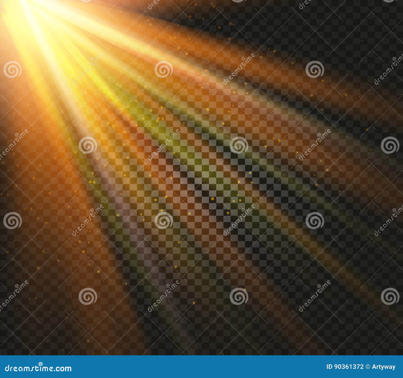 Shining Vector Orange Color Light Effects, Glowing Beams on Checkered ...