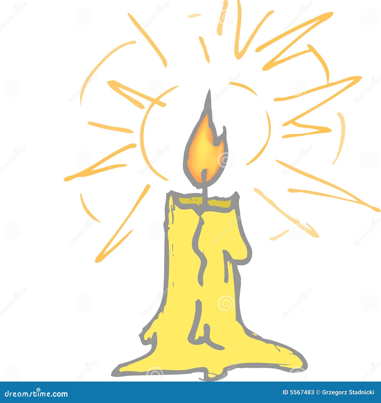Shining yellow candle stock vector. Illustration of fire - 5567483