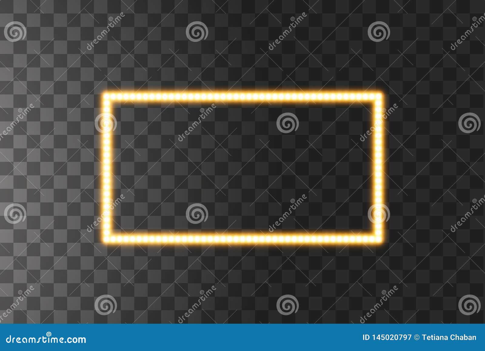 Shining Yellow Led Vector Rectangle Frames, Neon Illumination on ...