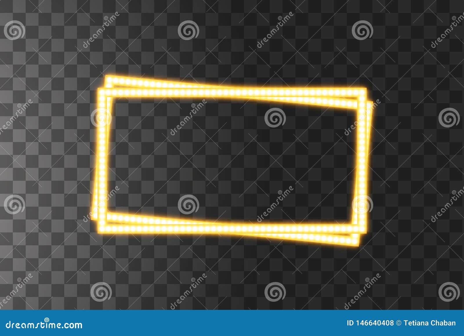 Shining Yellow Led Vector Rectangle Frames, Neon Illumination on ...