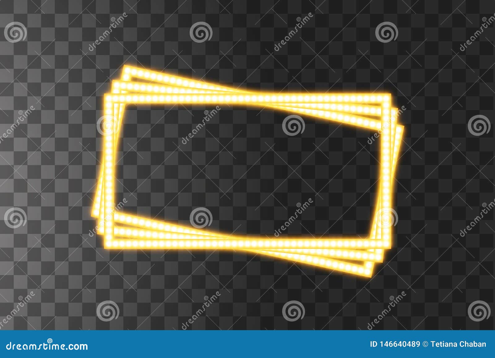 Shining Yellow Led Vector Rectangle Frames, Neon Illumination on ...