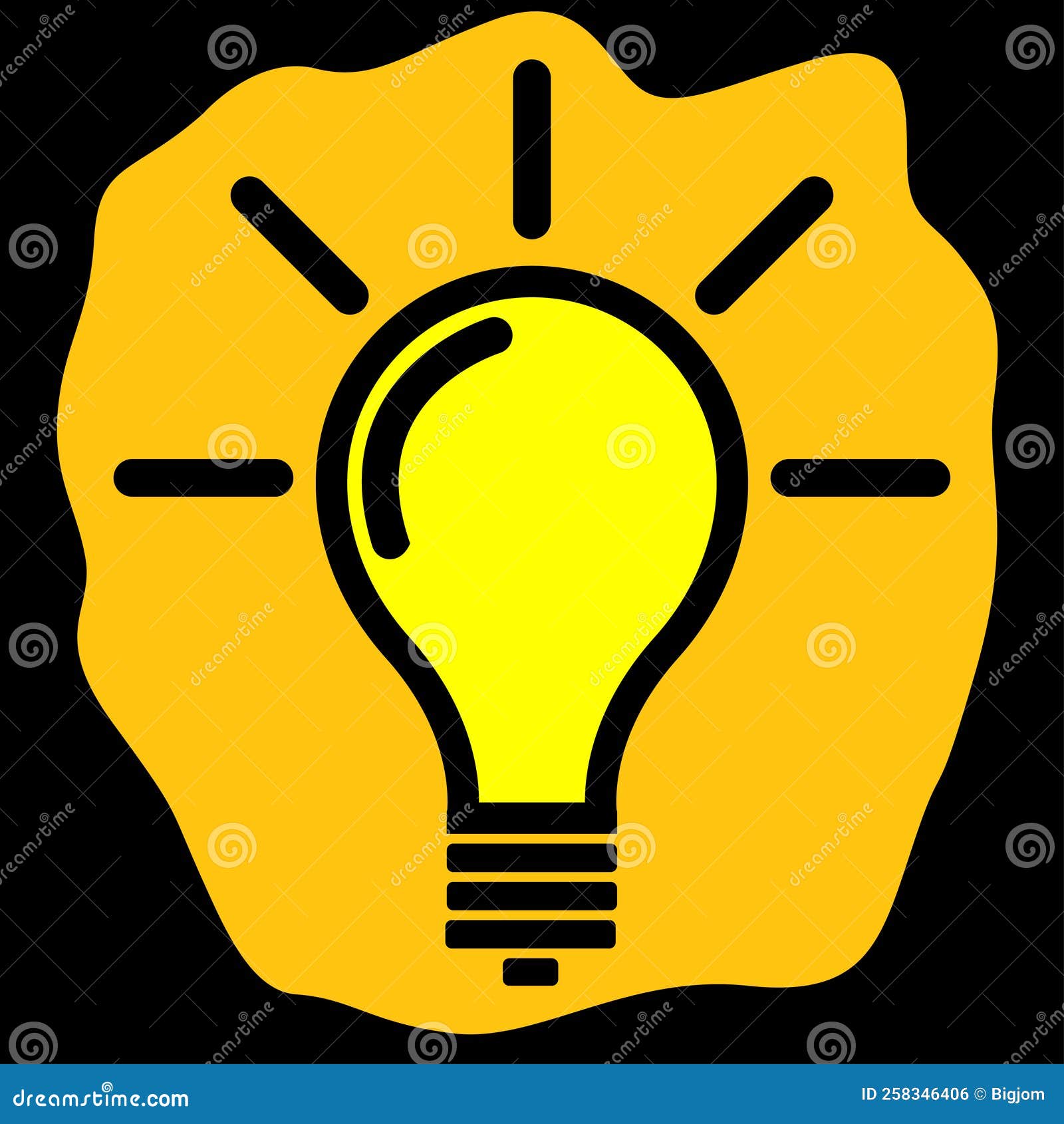 Shining Yellow Light Bulb. Vector Illustration. Creative Concept of ...