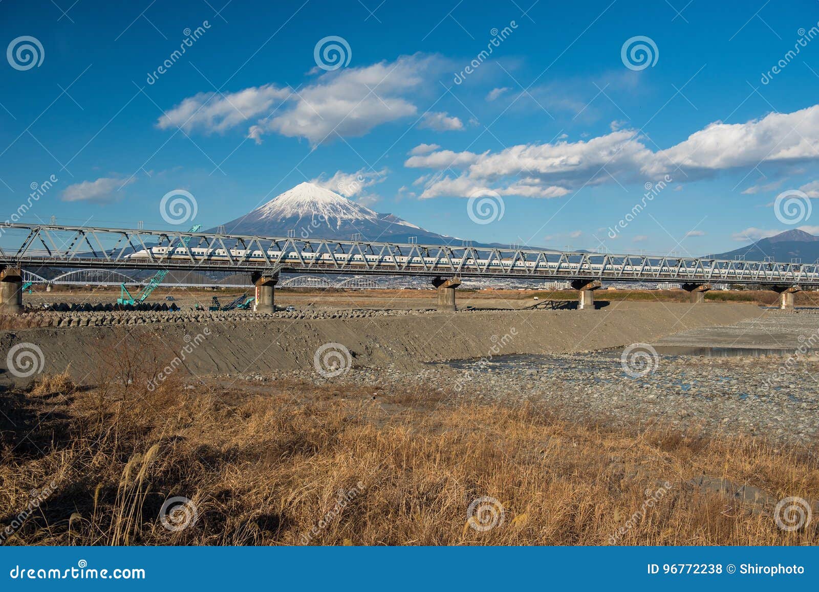 Shinkansen with View of Mountain Fuji Stock Photo - Image of rail ...