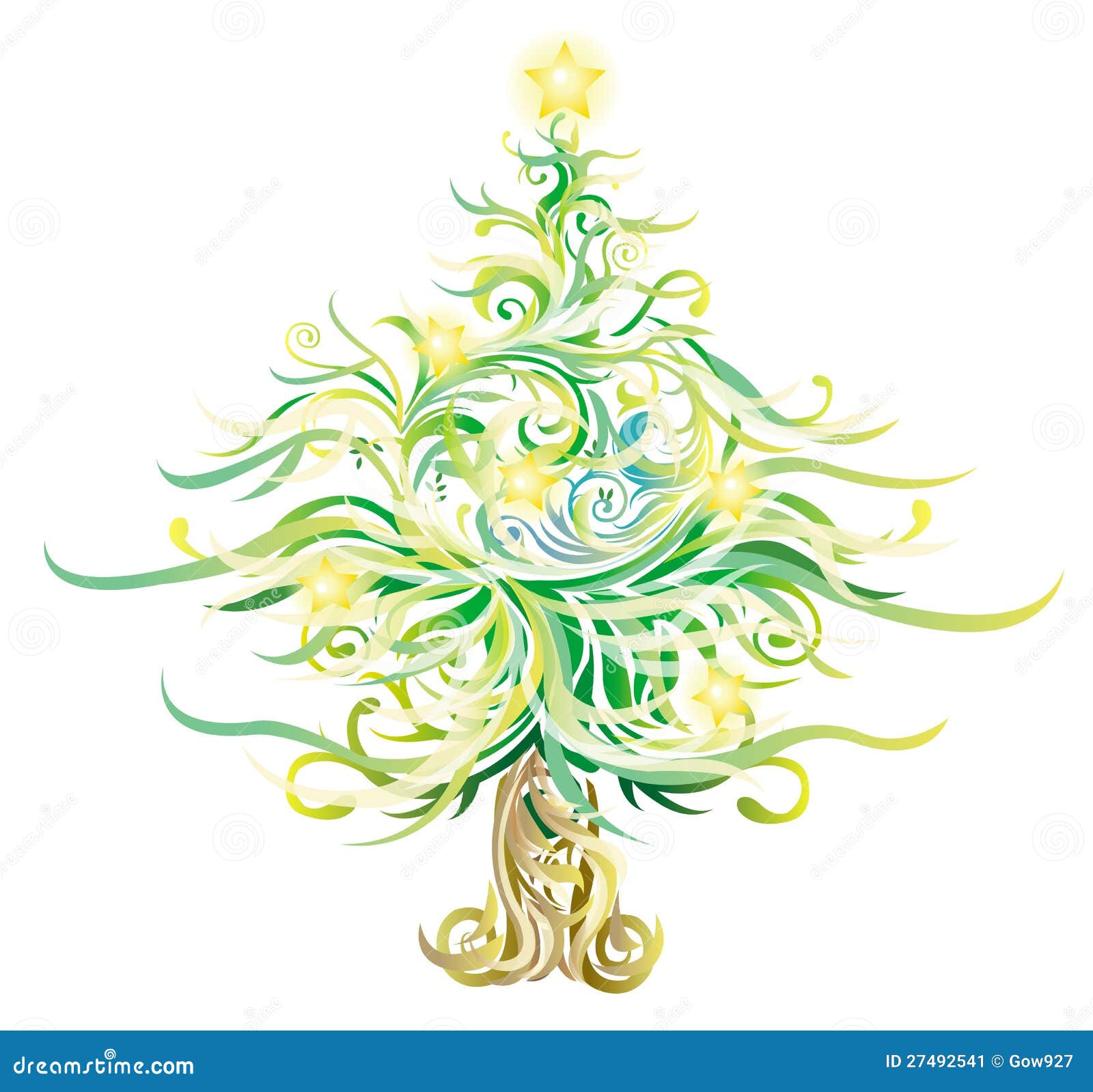 Shinny Christmas Tree with Curves and Elements Stock Vector ...