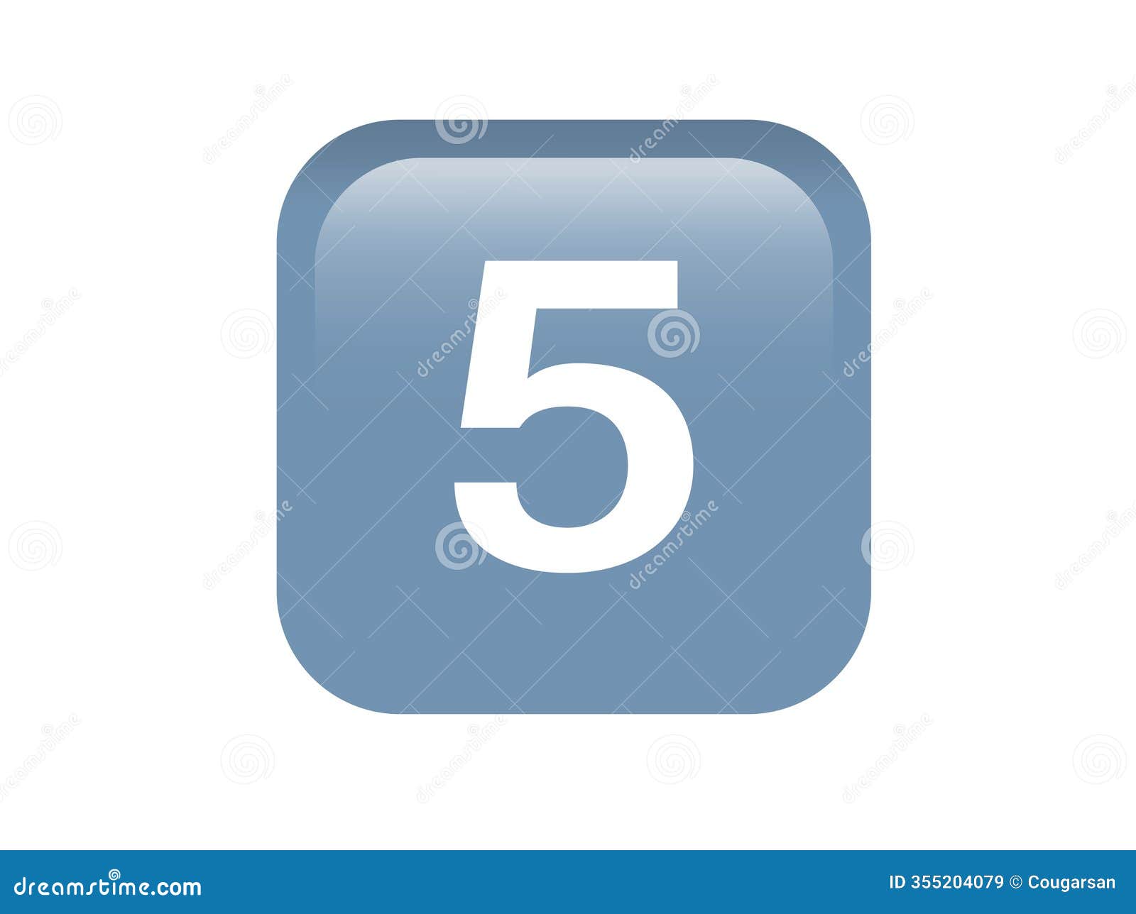Shinny Gradient Blue Keycap White Digit Five Icon Button Stock ...