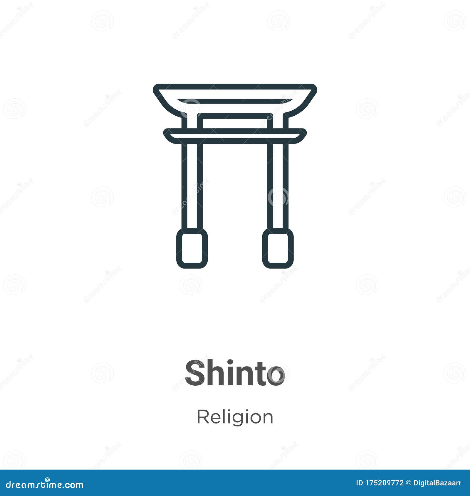 Shinto Line Icon Concept. Shinto Flat Vector Symbol, Sign, Outline ...