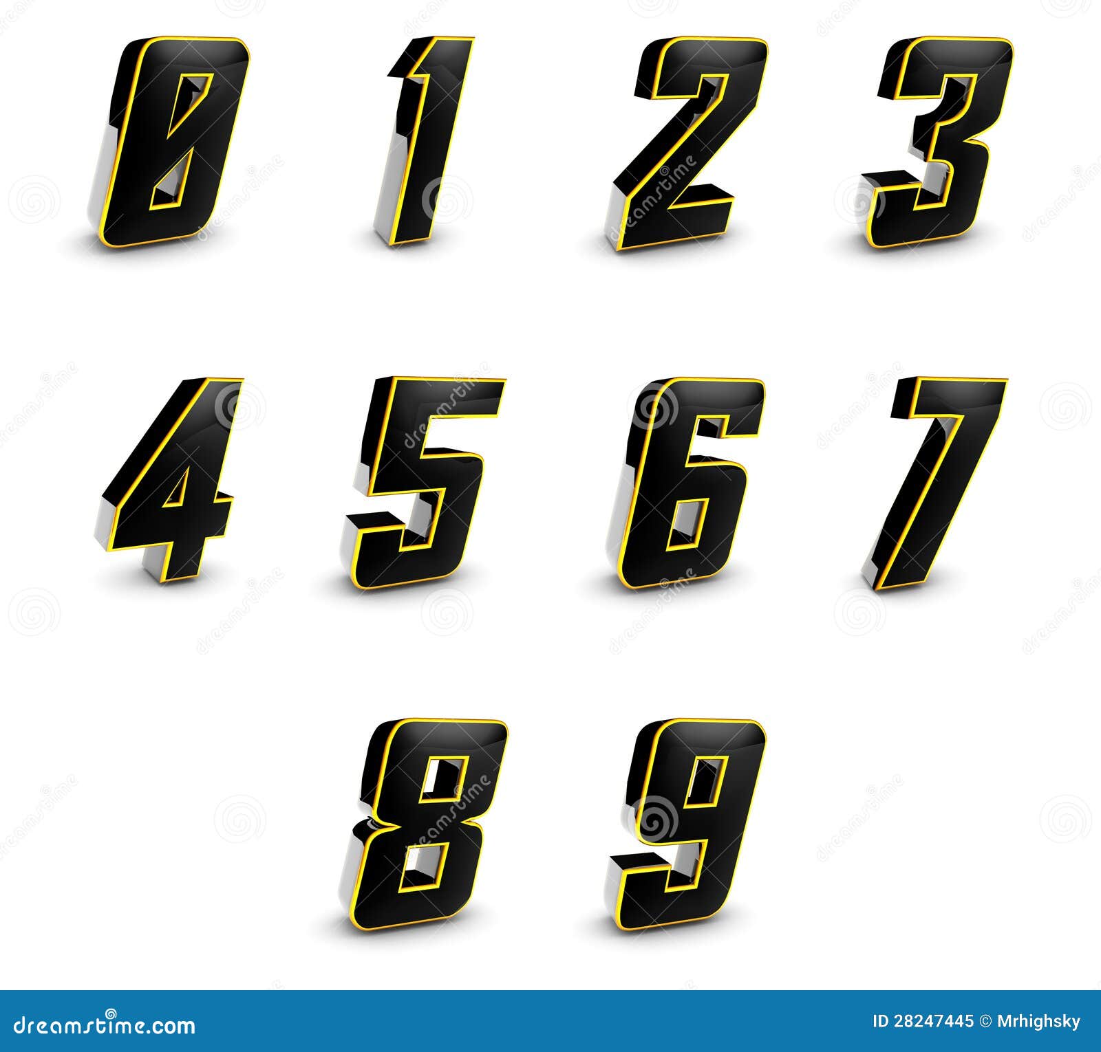 Shiny 3D Digits stock illustration. Illustration of three - 28247445