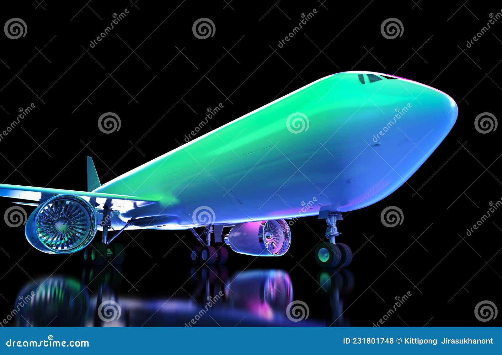 Shiny airplane in hangar stock illustration. Illustration of airship ...