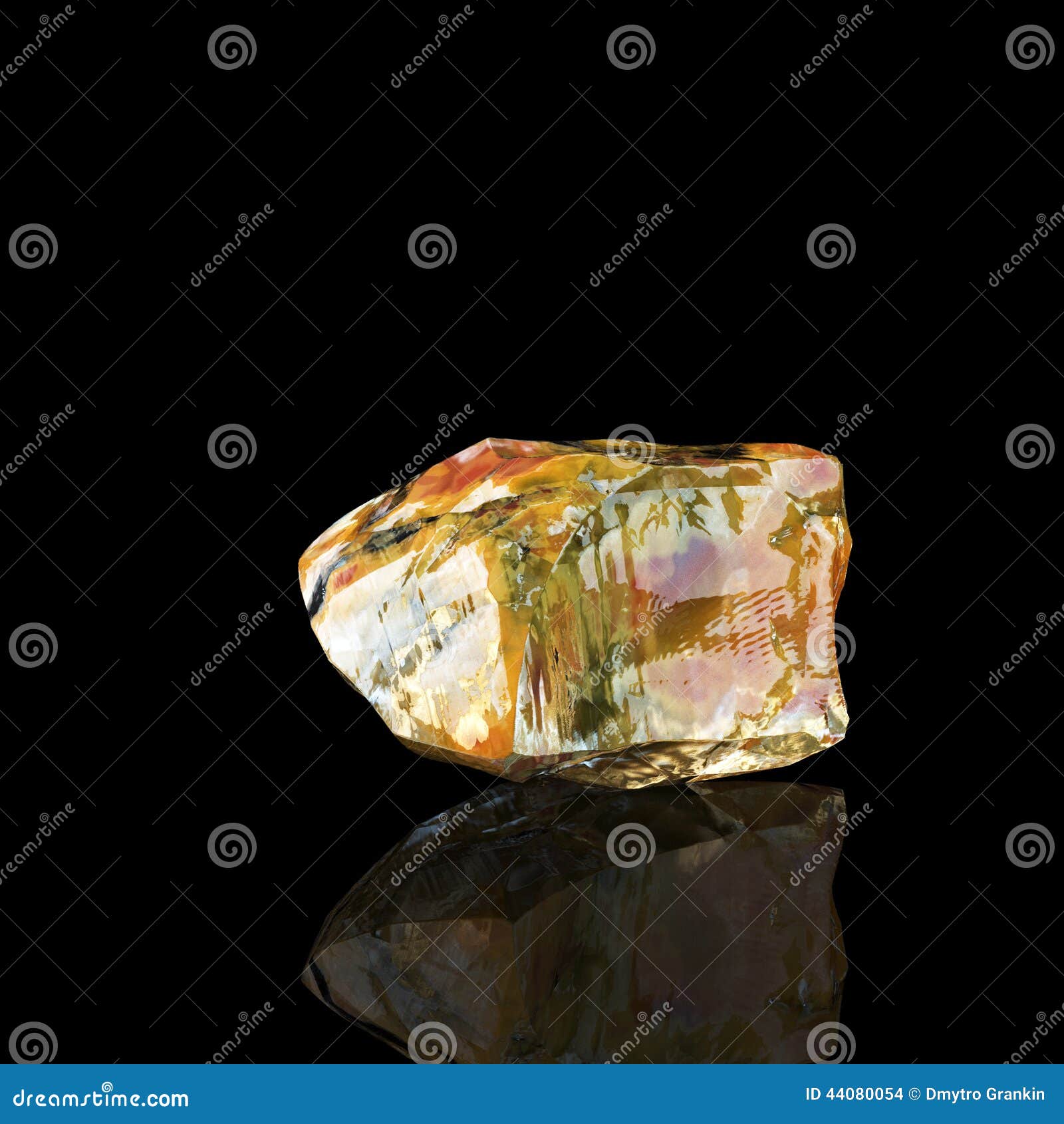 Shiny Amber Stone on Black Background Stock Illustration - Illustration ...