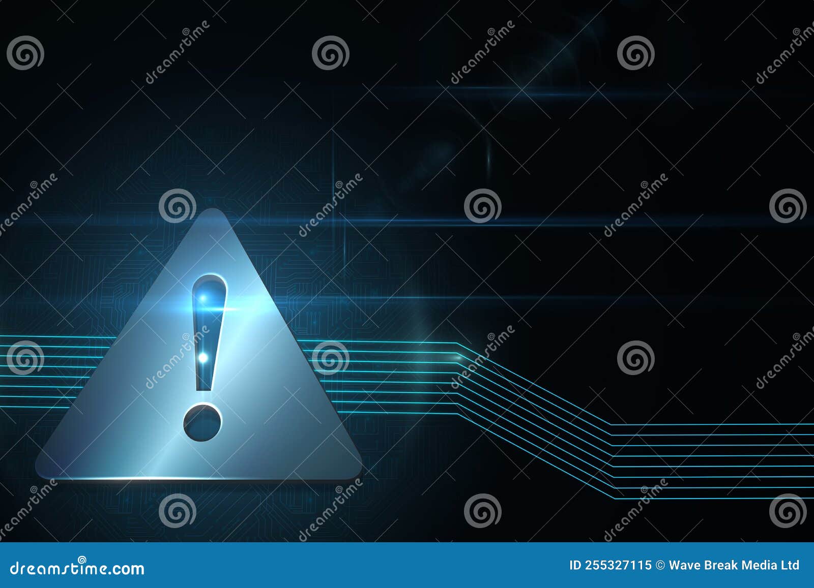 Shiny Attention Icon on Black Background Stock Illustration ...