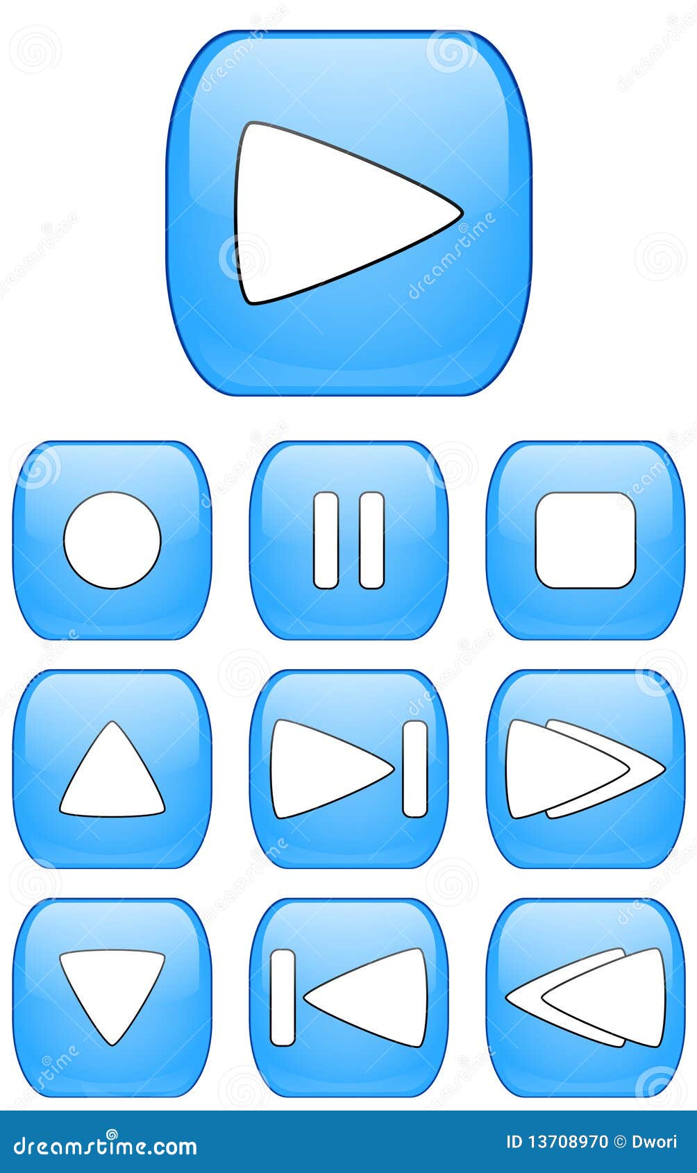 Audio Buttons Icon Set. Include Creative Elements Play, Pause, On Off ...