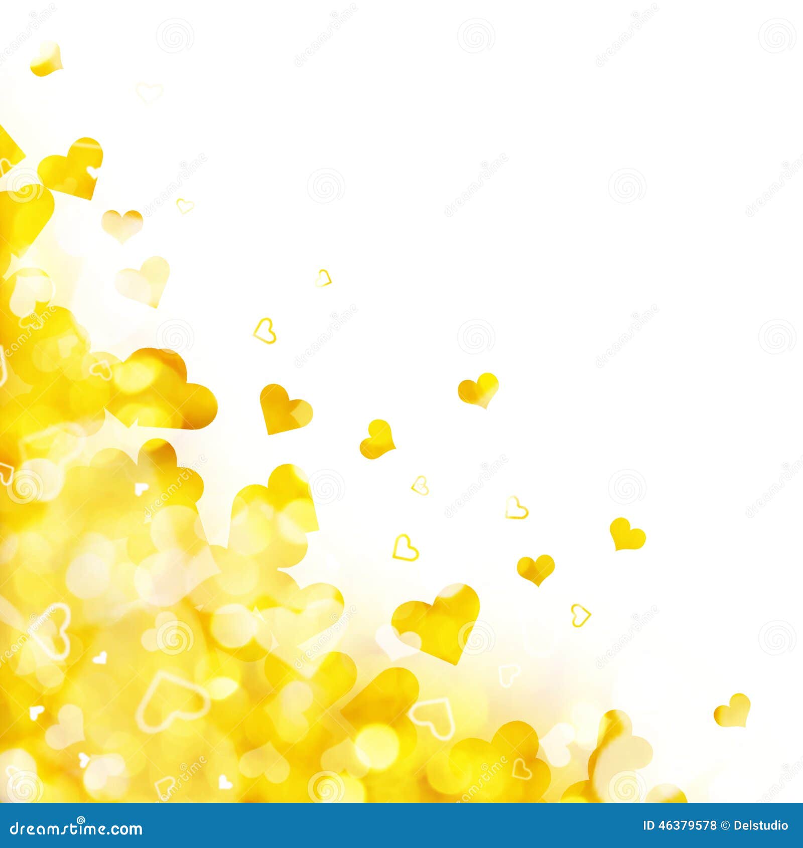 Shiny Background of Golden Lights and Hearts Stock Photo - Image of ...