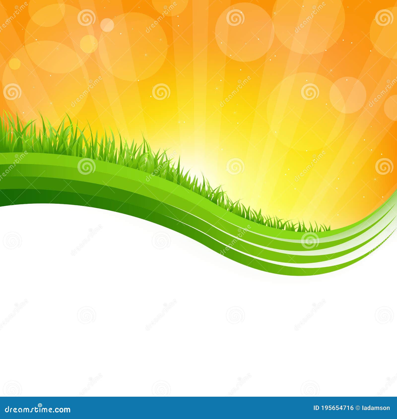 Shiny Background with Green Grass Stock Vector - Illustration of gold ...