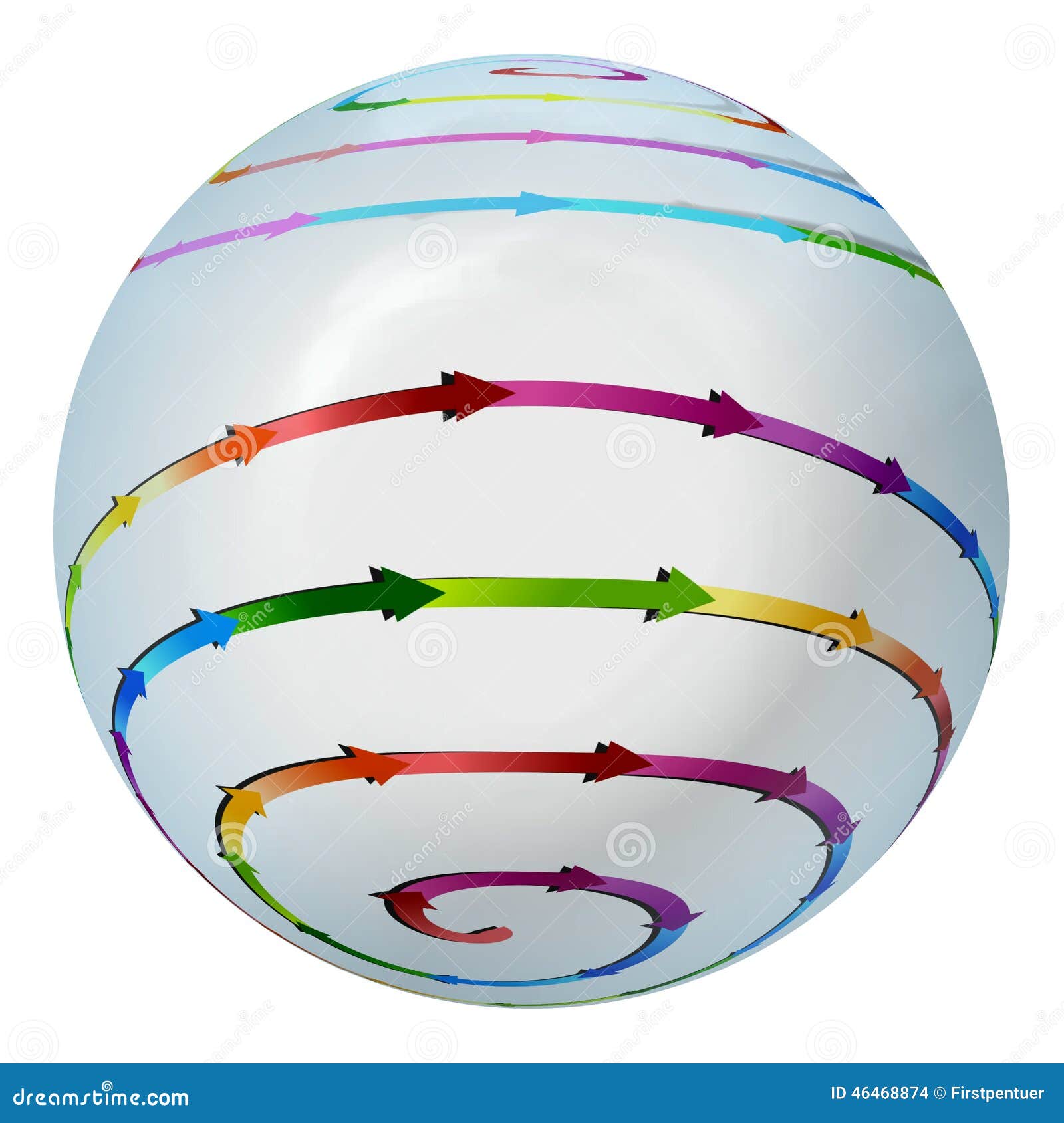 Shiny Ball with Colored Arrows Around Stock Illustration - Illustration ...
