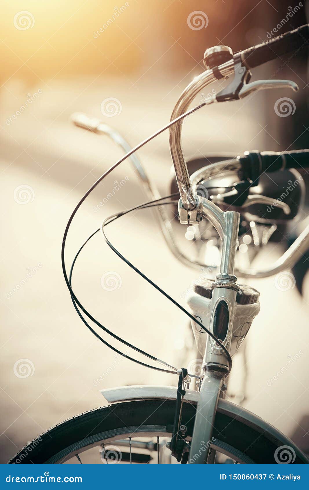 Shiny Bicycle Handlebar with Bell and Brake Stock Image - Image of ...