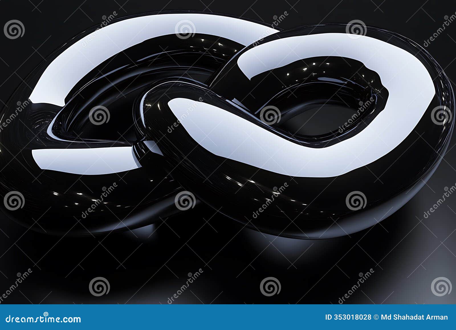 Shiny Black Abstract Figure Eight Shape, Reflecting Light Stock ...