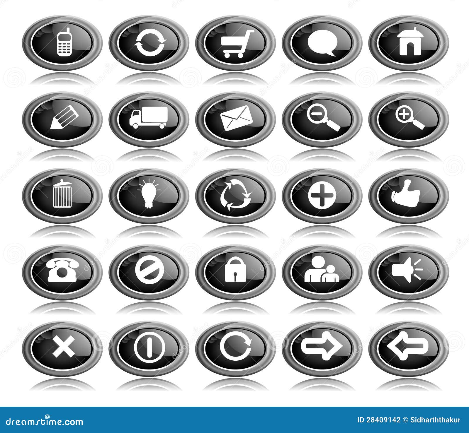 Shiny Black Oval Web Buttons Stock Illustration - Illustration of ...