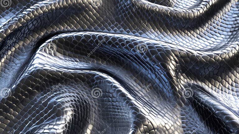 Shiny Black Snake Skin Pattern Texture with Reflective Surface and Curved Forms Stock Photo ...