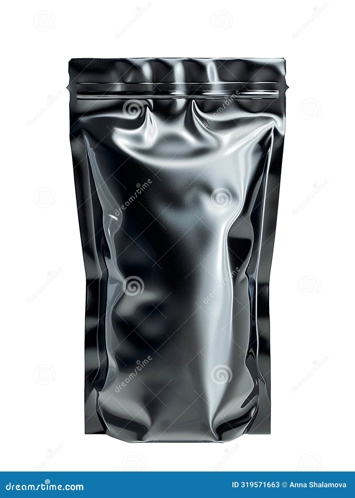 Shiny Black Zipper Pouch for Storage and Packaging. Stock Image - Image ...